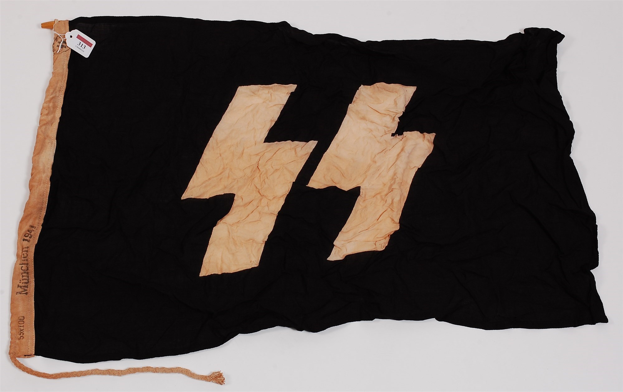 Schutzstaffel Flag Lot 313 A WW II German SS Flag, On A Black Field